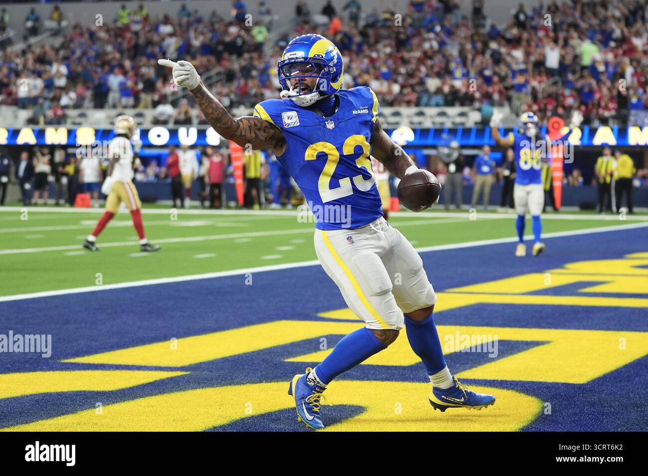 Los Angeles Rams running back Kyren Williams (23) celebrates after ...