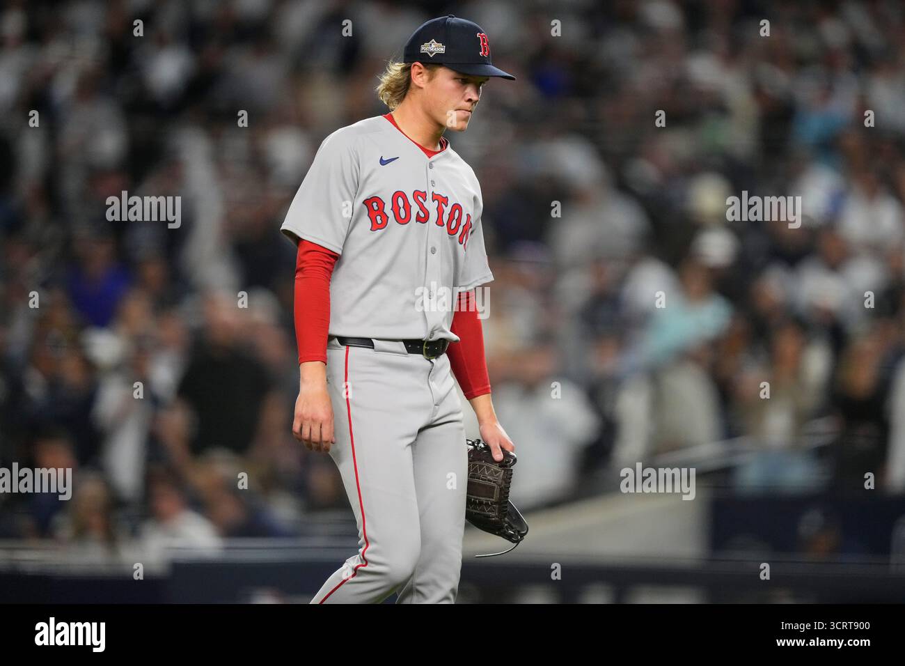 Boston Red Sox pitcher Connelly Early leaves the game during the fourth inning of Game 3 of an ...