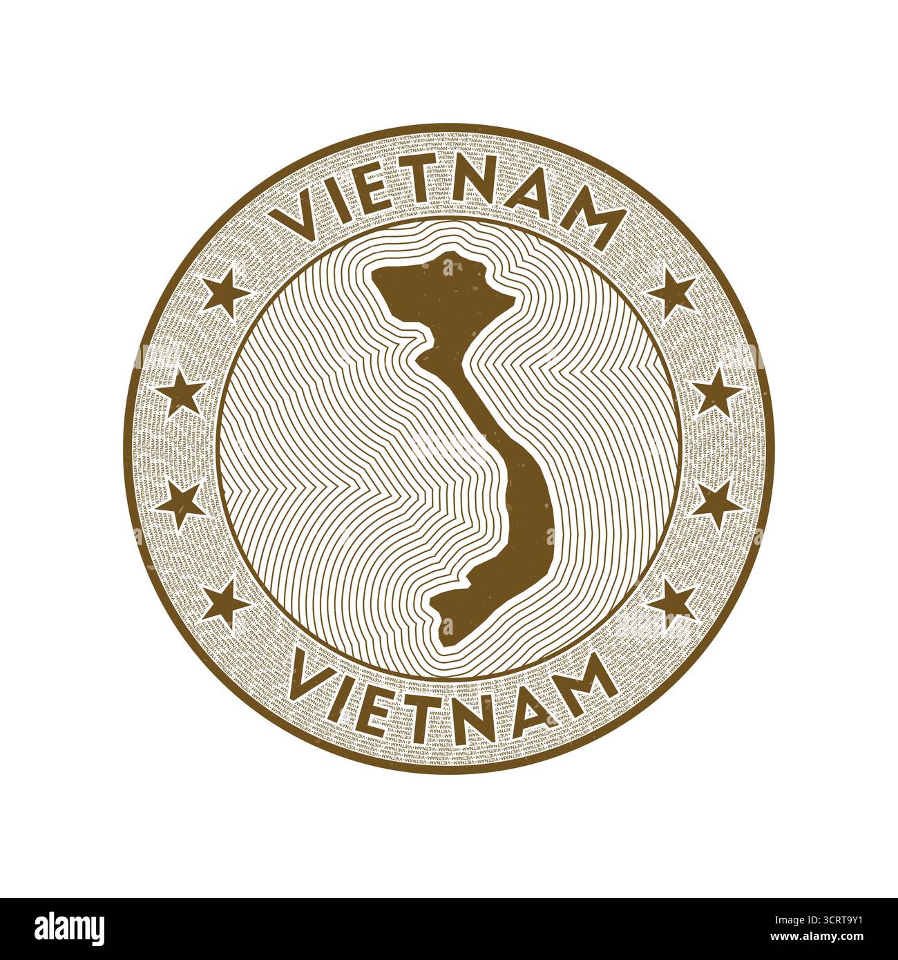 Vietnam round badge vector. Country round stamp with shape of Vietnam ...