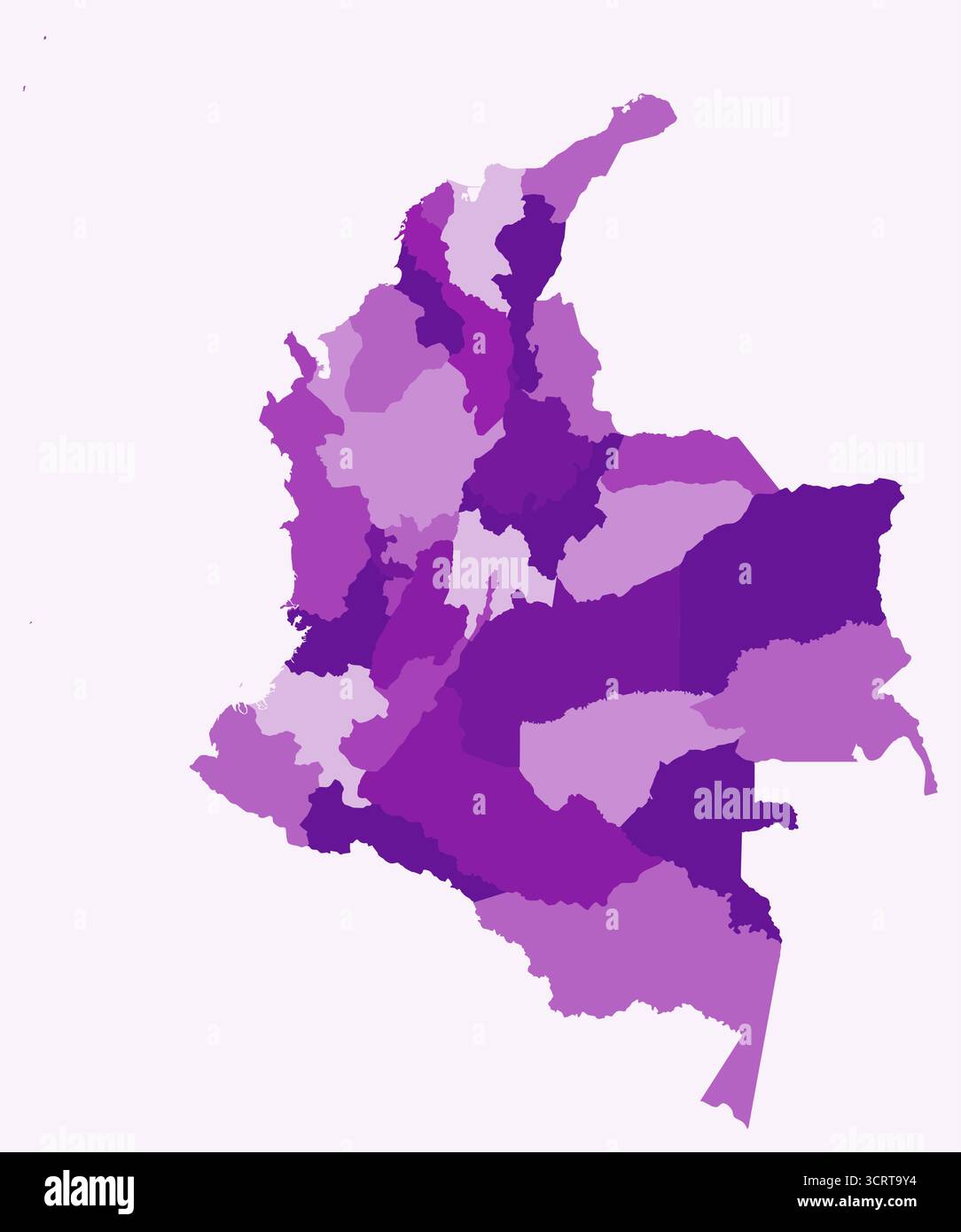 Map of Colombia with regions. Just a simple country border map with ...