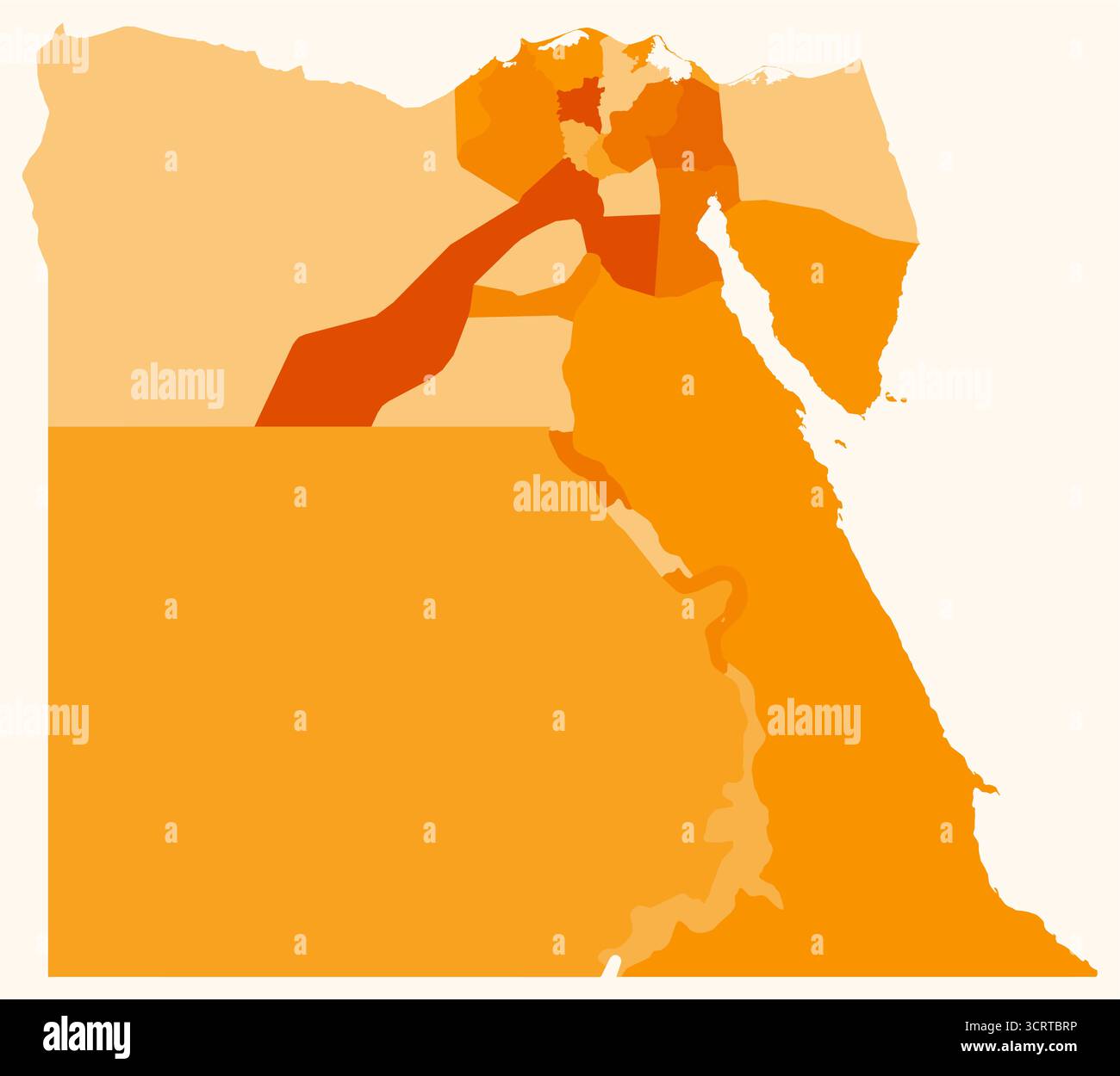 Map of Egypt with regions. Just a simple country border map with region ...