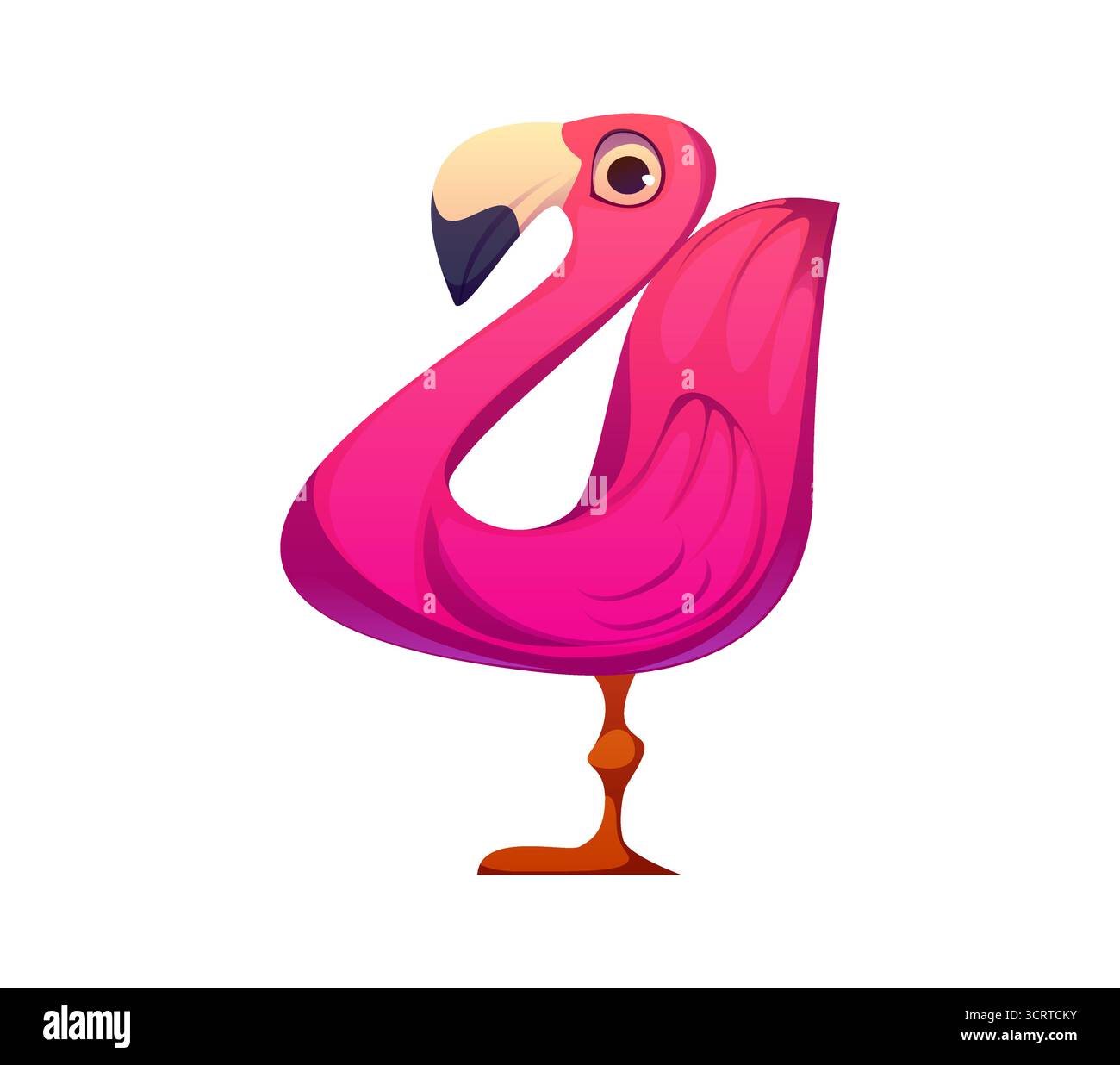 Cartoon math number four as pink flamingo tropical bird. Digit 4 kids ...