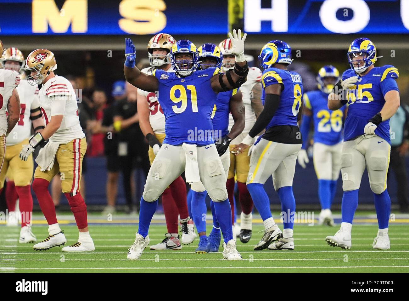 Los Angeles Rams defensive end Kobie Turner (91) celebrates during ...