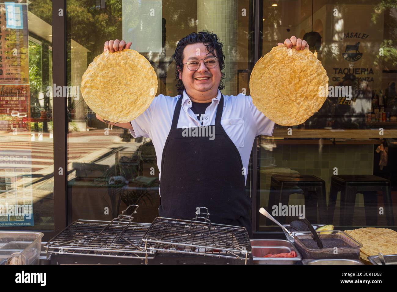 Chef Julio Hernandez poses for a portrait with artisan tortillas during ...