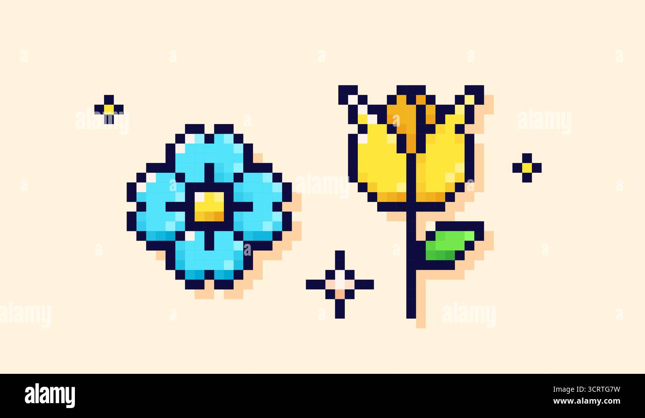 Retro pixel art flowers hi-res stock photography and images - Alamy