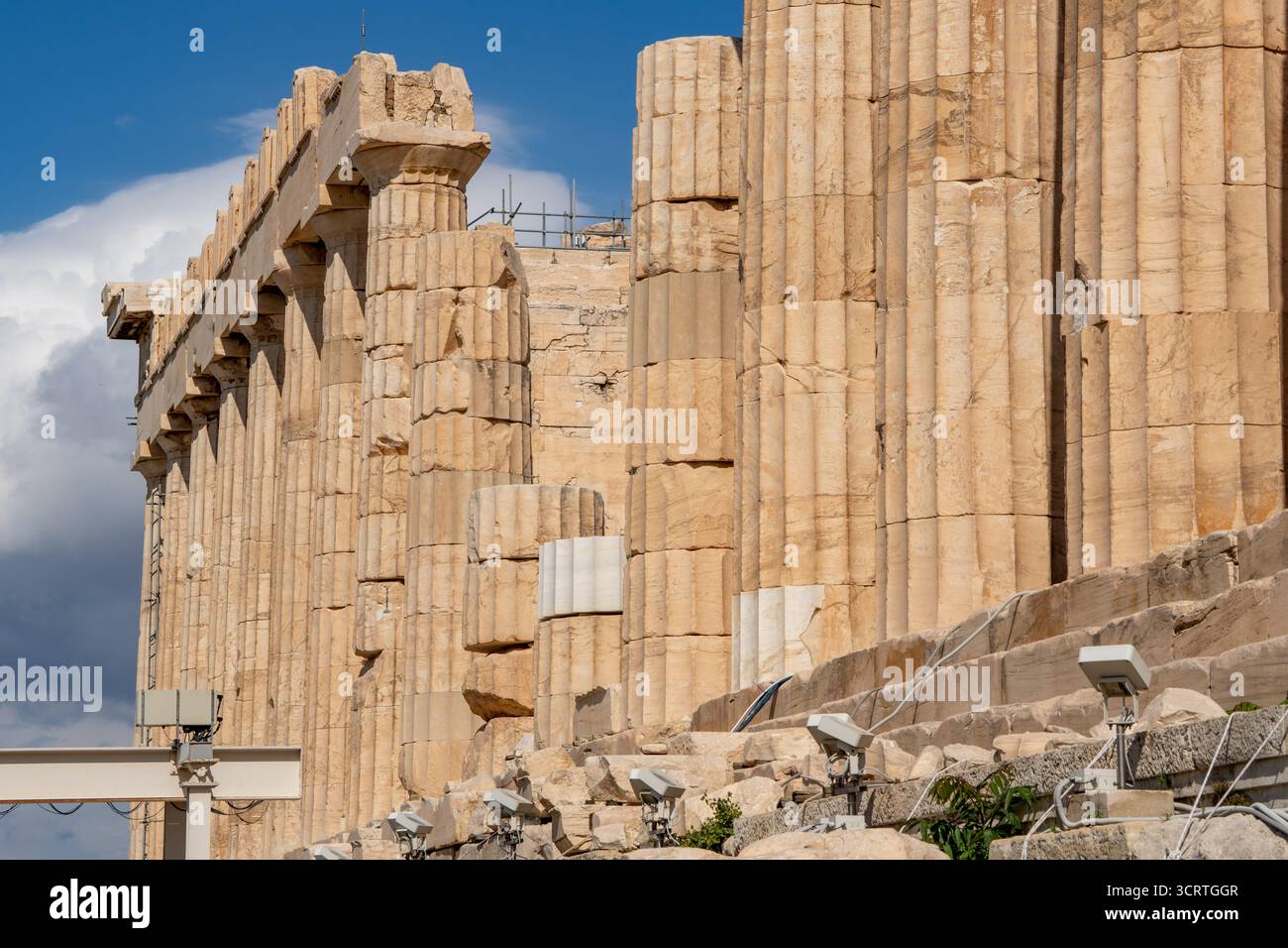 The parthenon at the Acropolis in Athens, Greece is an ancient marble ...