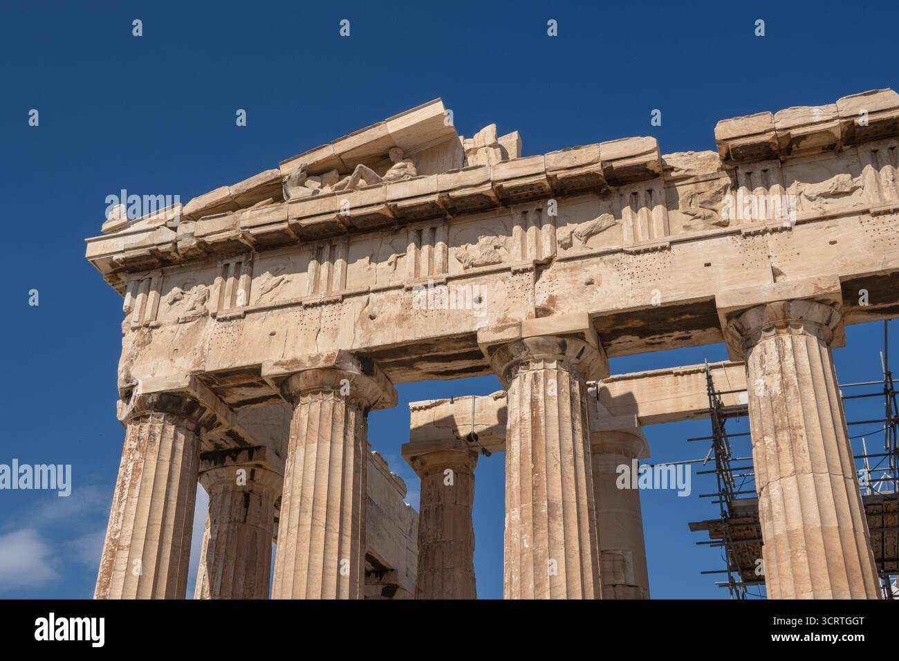 The parthenon at the Acropolis in Athens, Greece is an ancient marble ...
