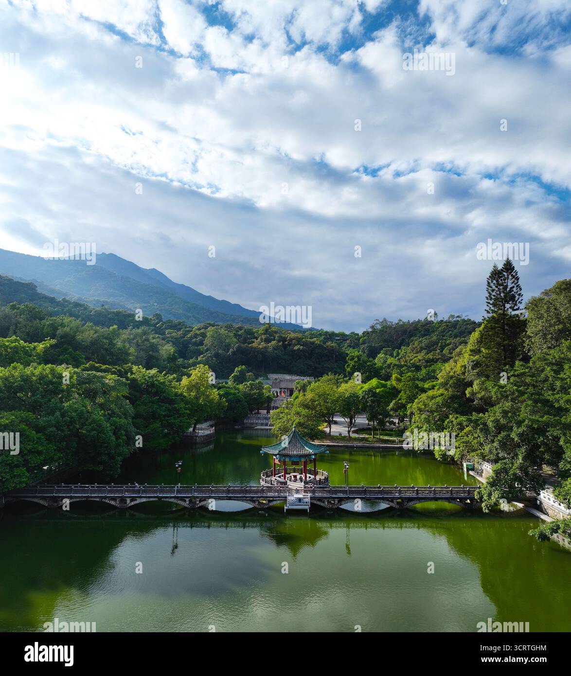 Aerial photography of Chongxu Ancient Temple in Zhumingdong Scenic Area ...