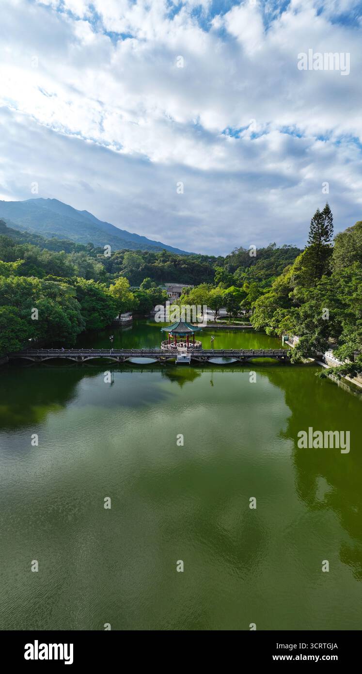 Aerial photography of Chongxu Ancient Temple in Zhumingdong Scenic Area ...