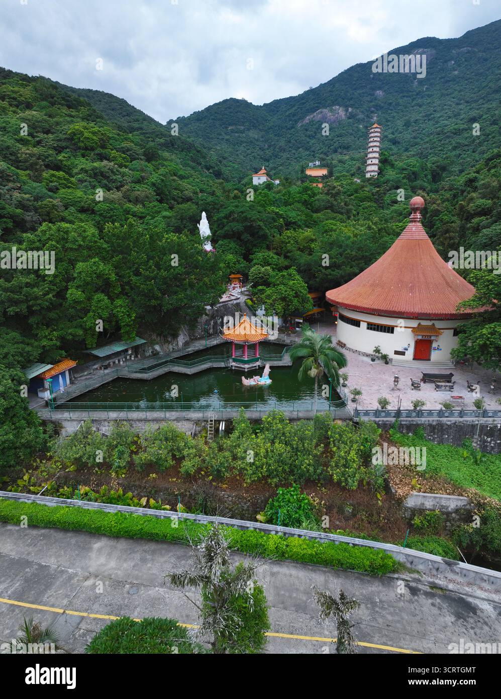 Aerial photography of Huashou Ancient Temple in Luofu Mountain Scenic ...