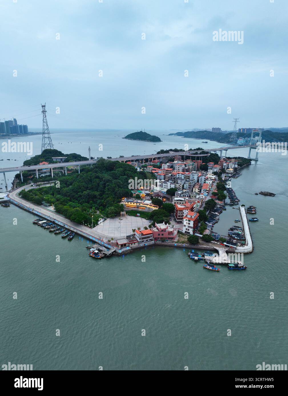 Aerial Photography of Shantou Bay Bridge in Mayu Island Tourist Area ...