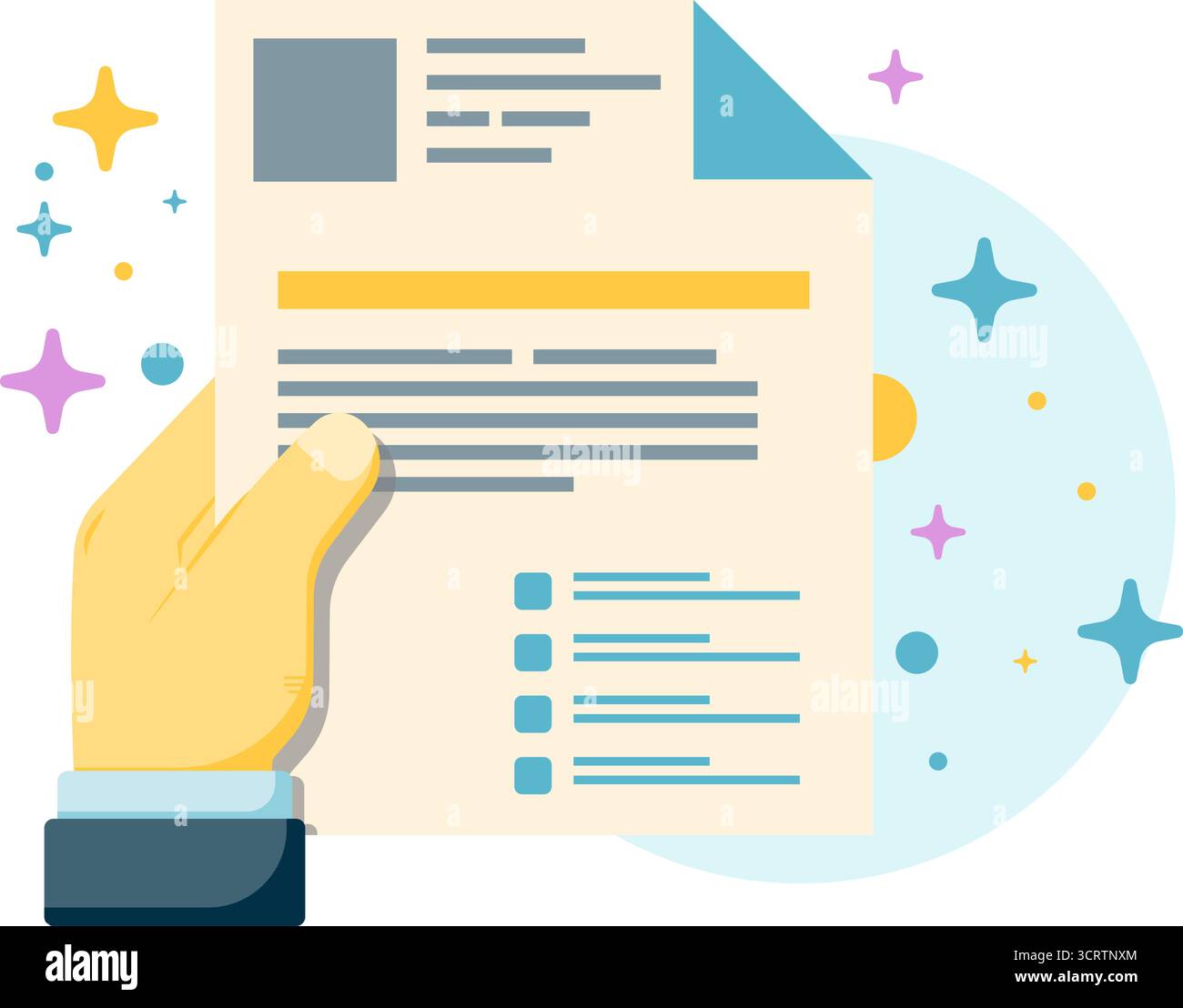 Hand holding paperwork Stock Vector Images - Alamy