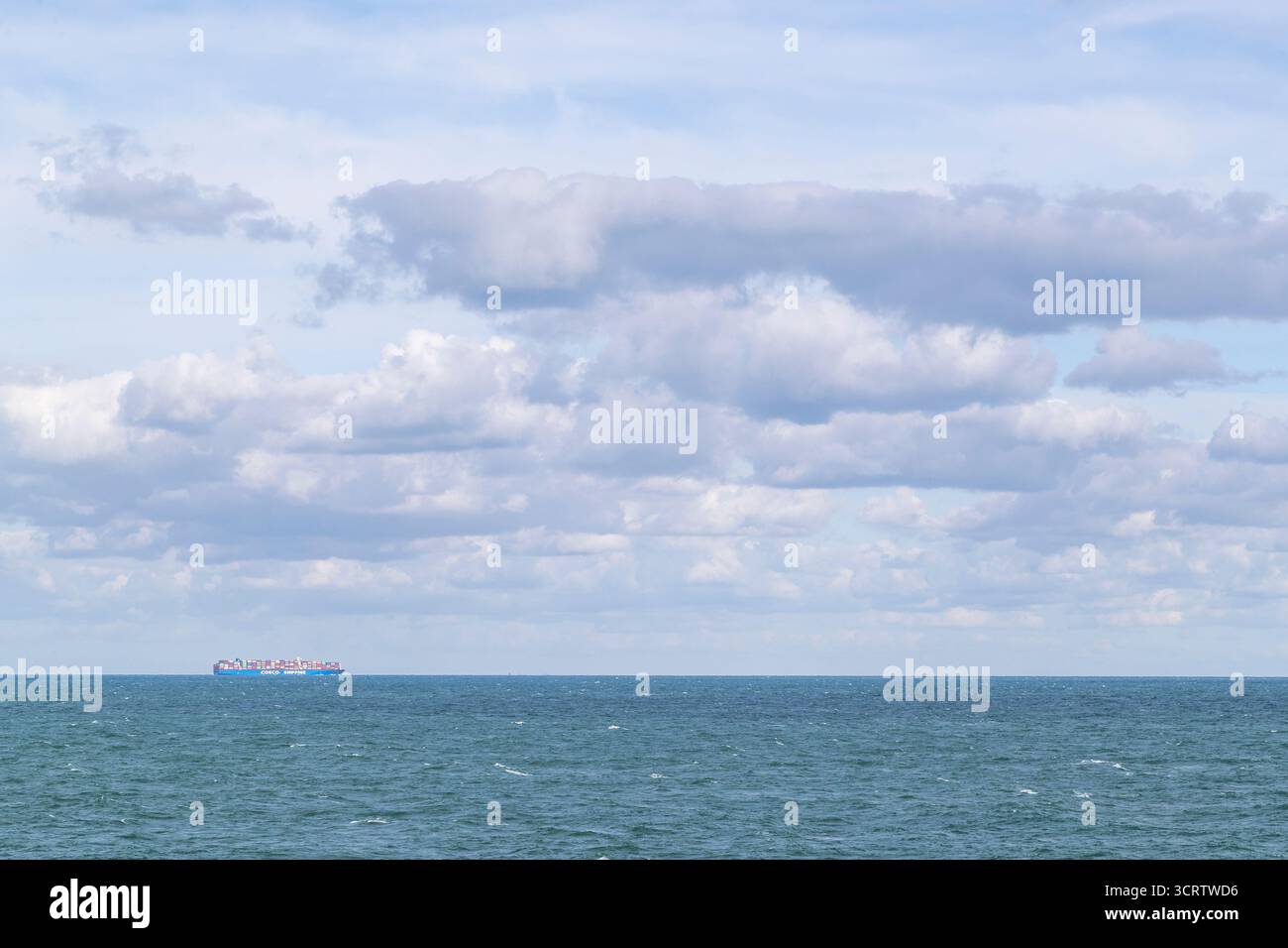 Commercial shipping anchored in the Strait of Dover, English Channel ...