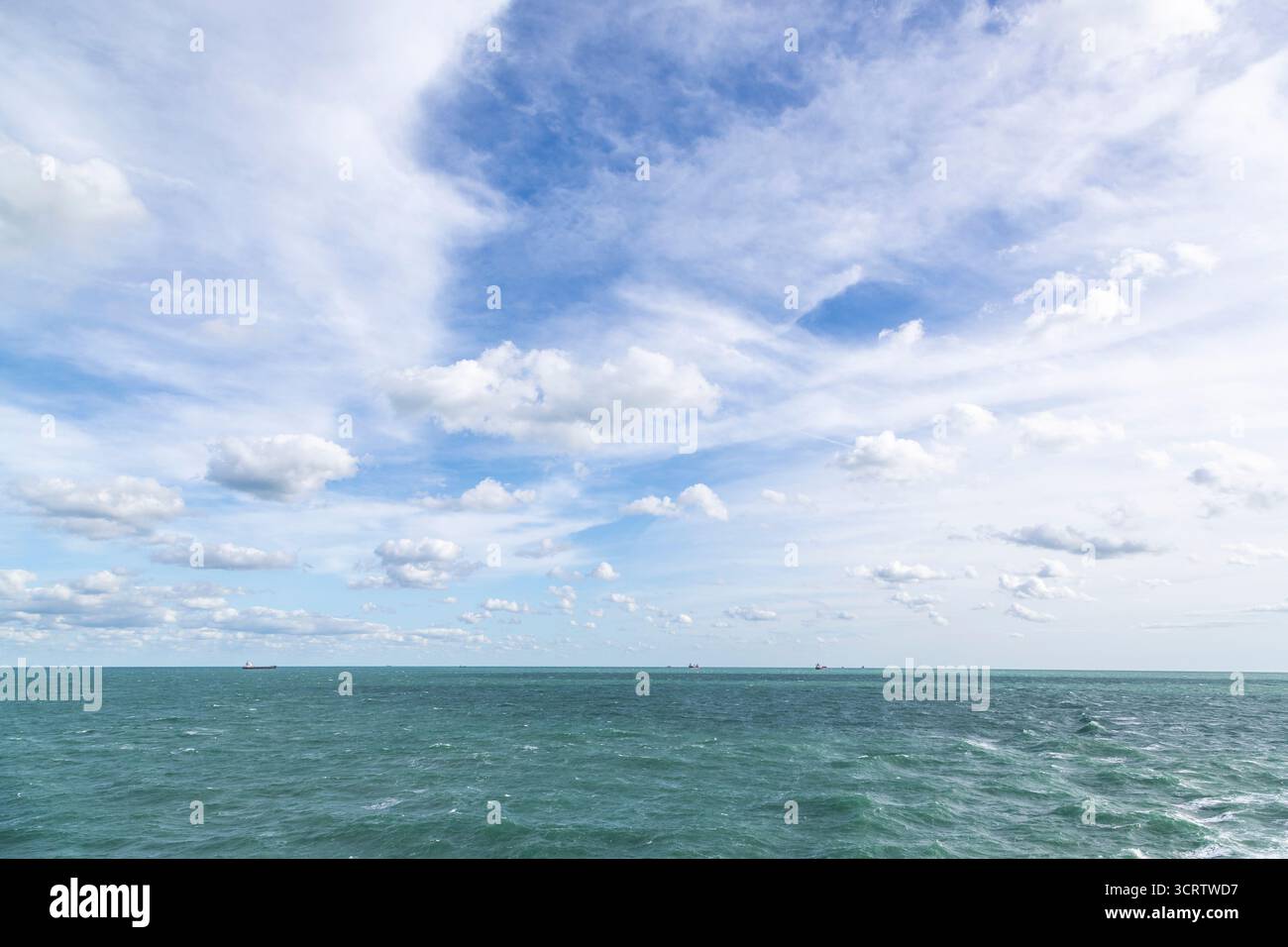 Commercial shipping anchored in the Strait of Dover, English Channel ...