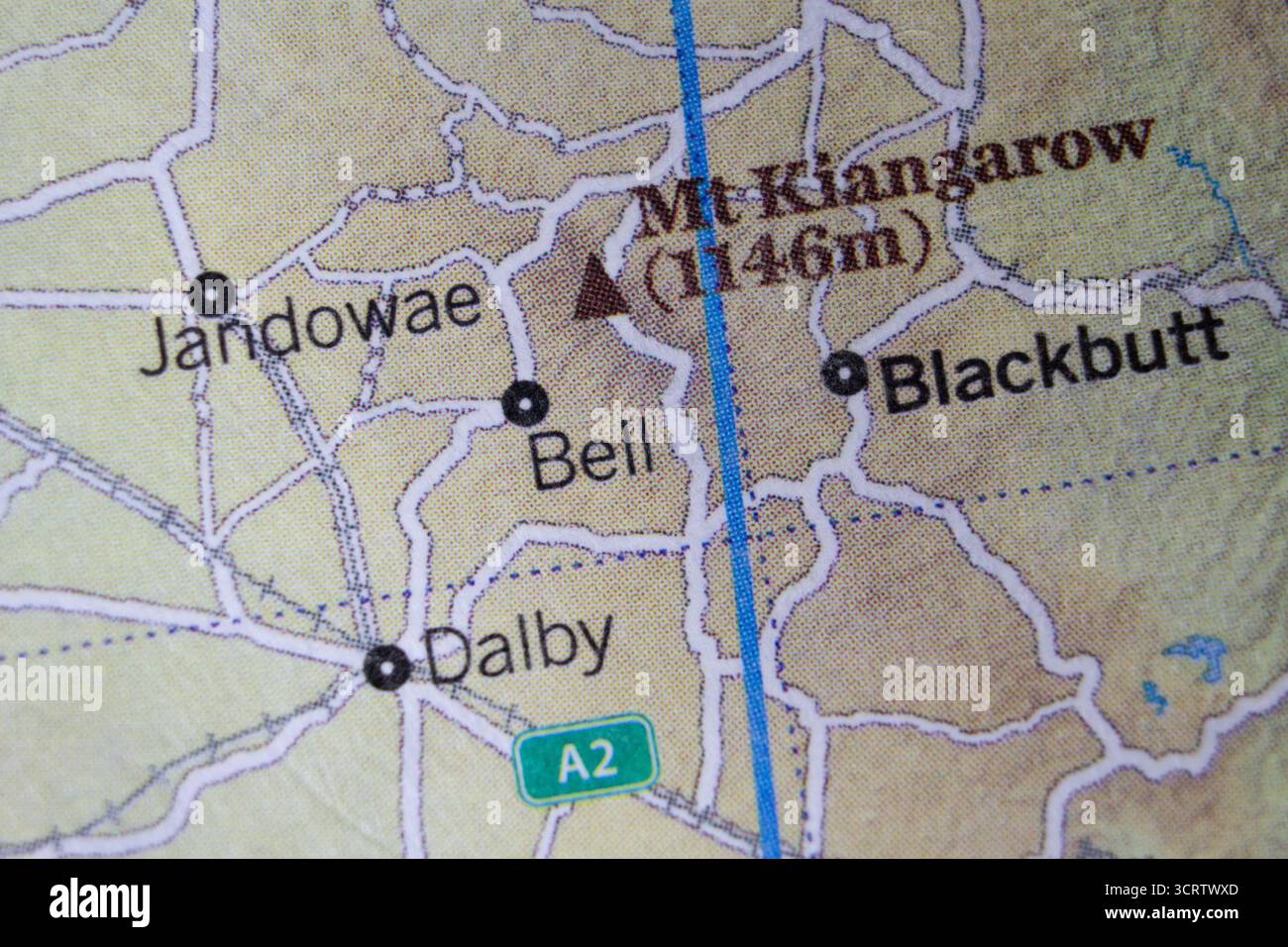 Bell - Queensland, Australia colour atlas map of town and a name of the ...