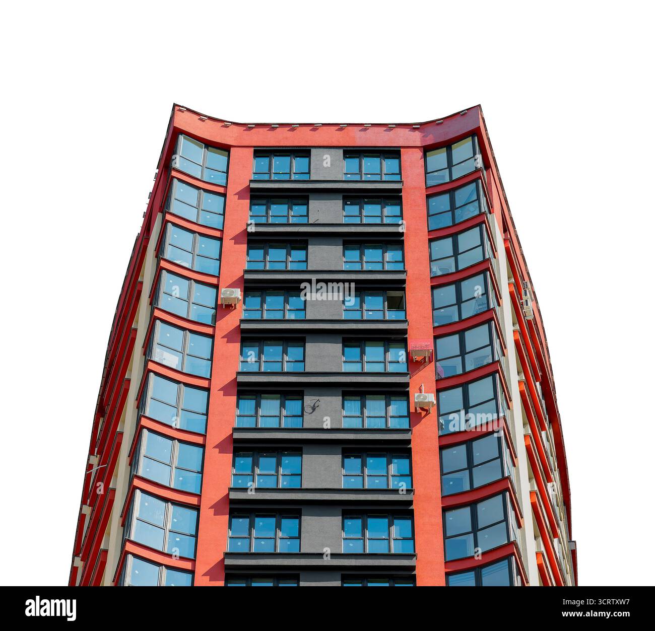 Contemporary multistory residential building with balconies and glass ...