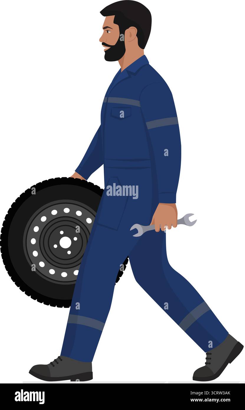 Mechanic spanner tire wheel Cut Out Stock Images & Pictures - Alamy
