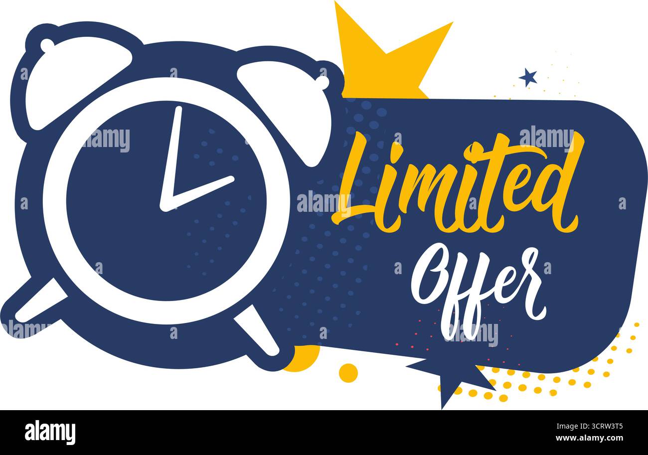 Limited offer alarm clock badge vector illustration Stock Vector Image ...