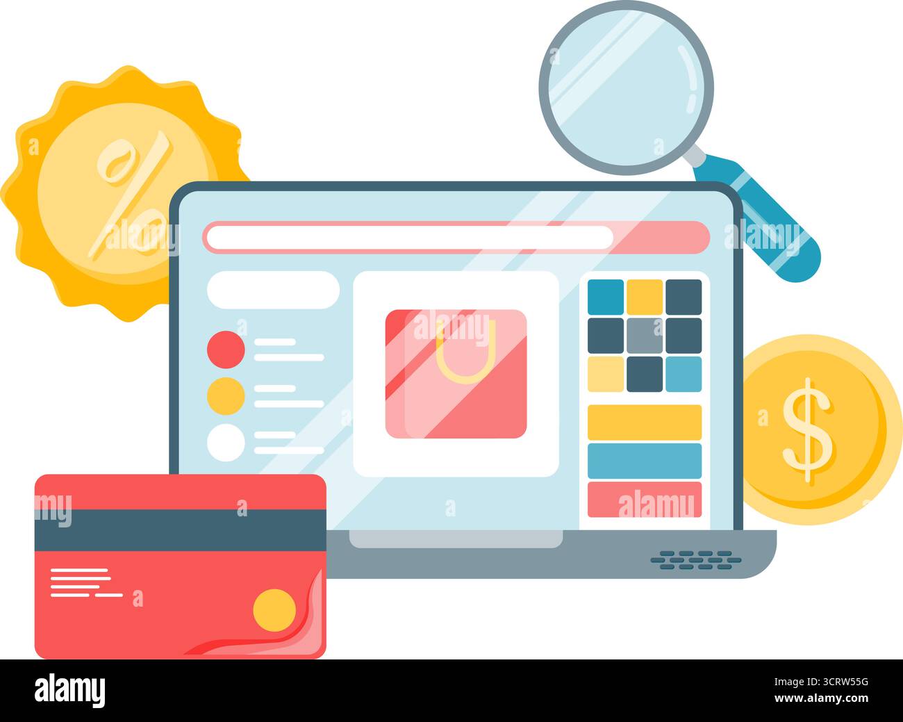 Shop online on laptop Stock Vector Images - Alamy