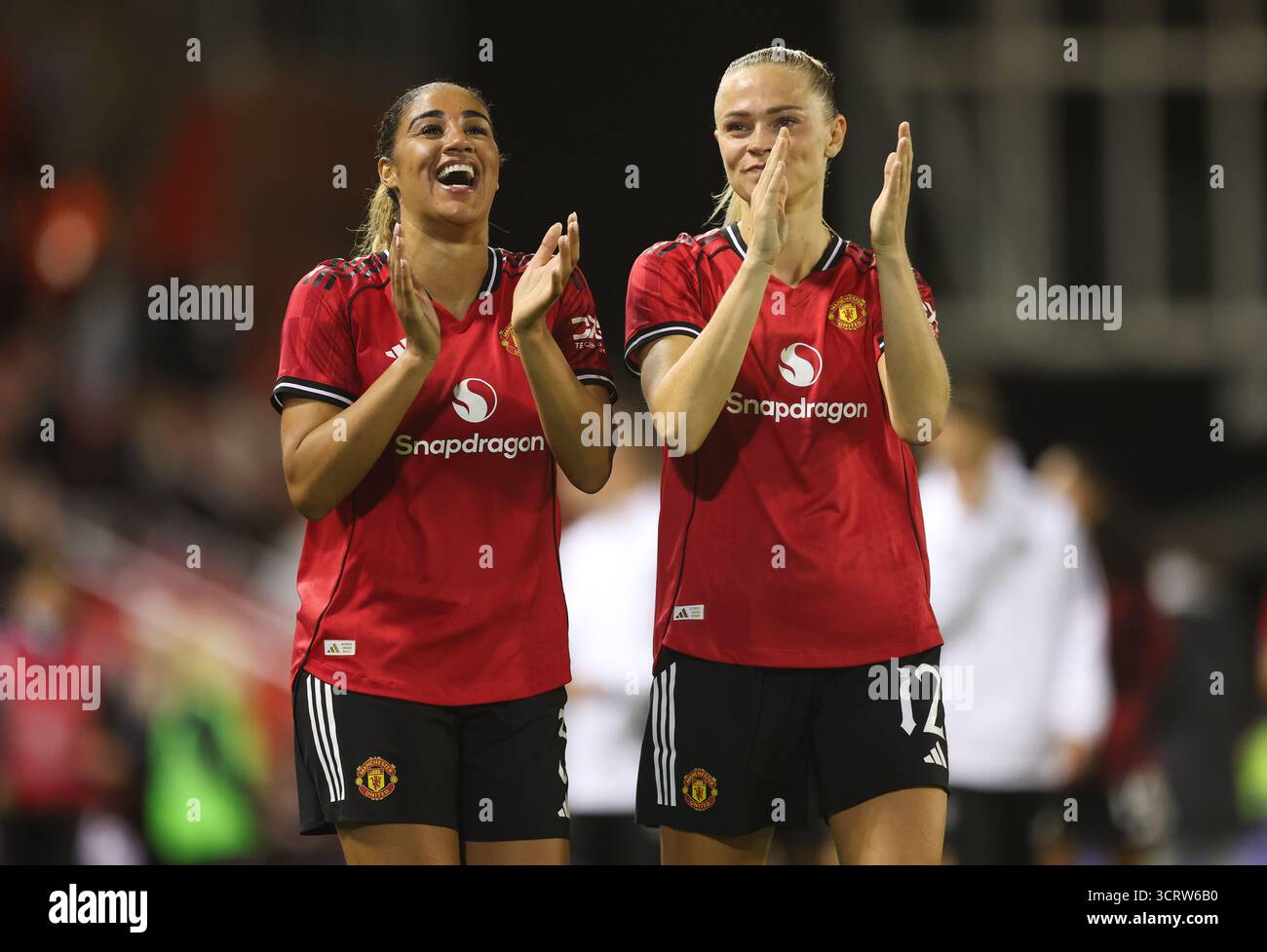 Manchester United's Gabrielle George and Fridolina Rolfo following the ...