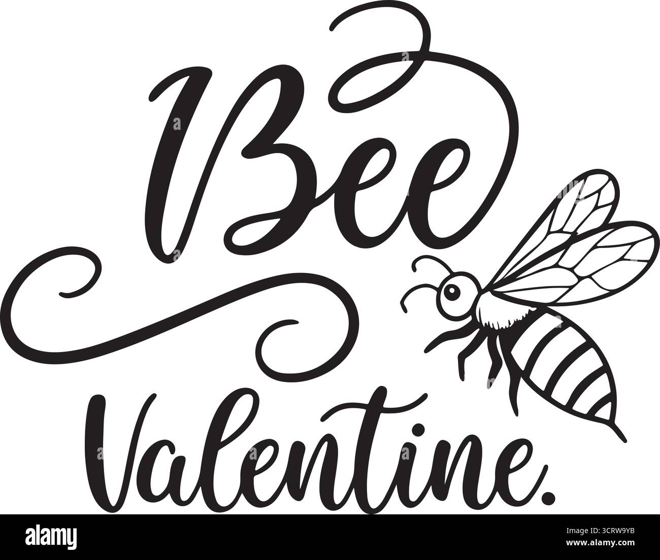 Bee Valentine Vector Typography with Cute Insect Illustration, Romantic ...