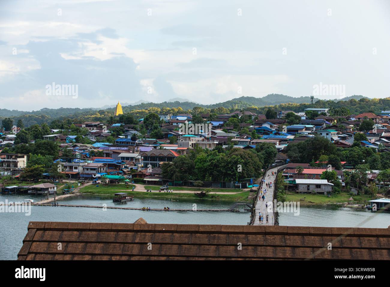 Mon Bridge spans Nong Lu riverside village Stock Photo - Alamy