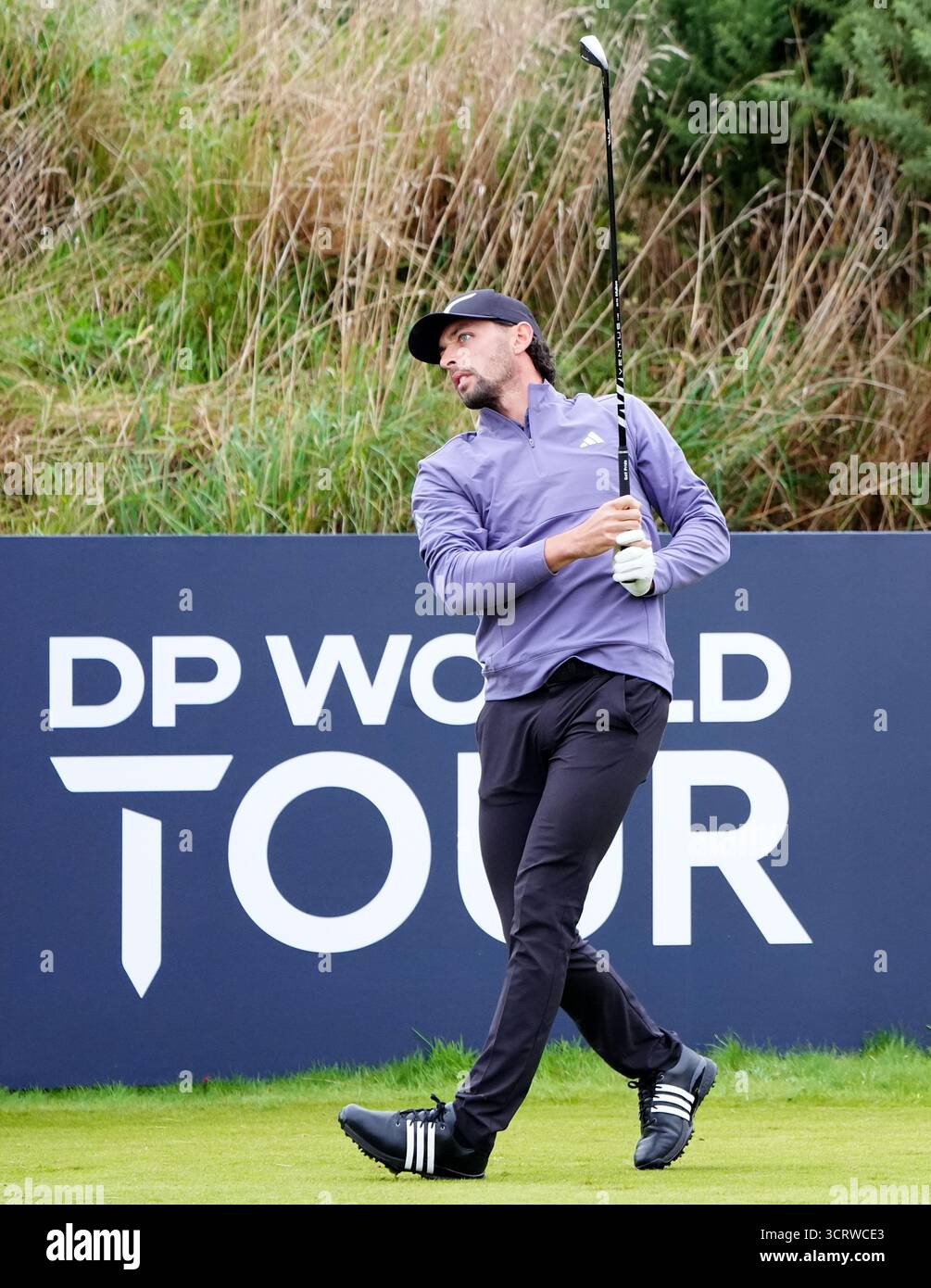 Marco Penge tees off on the 10th during day two of the 2025 Alfred ...