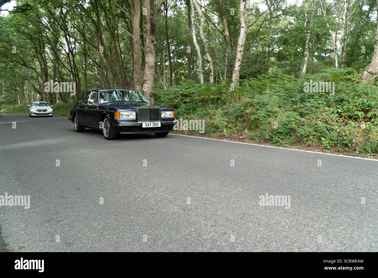 Rolls Royce Silver Spirit Classic Car driving in country lane Stock ...