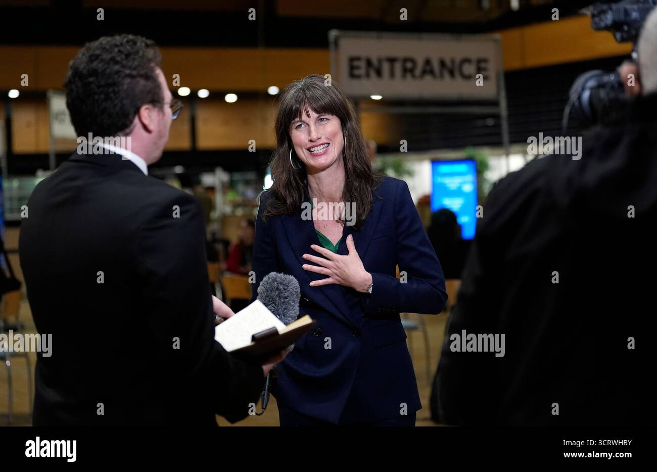 Green Party deputy leader Rachel Millward is interviewed by the media ...