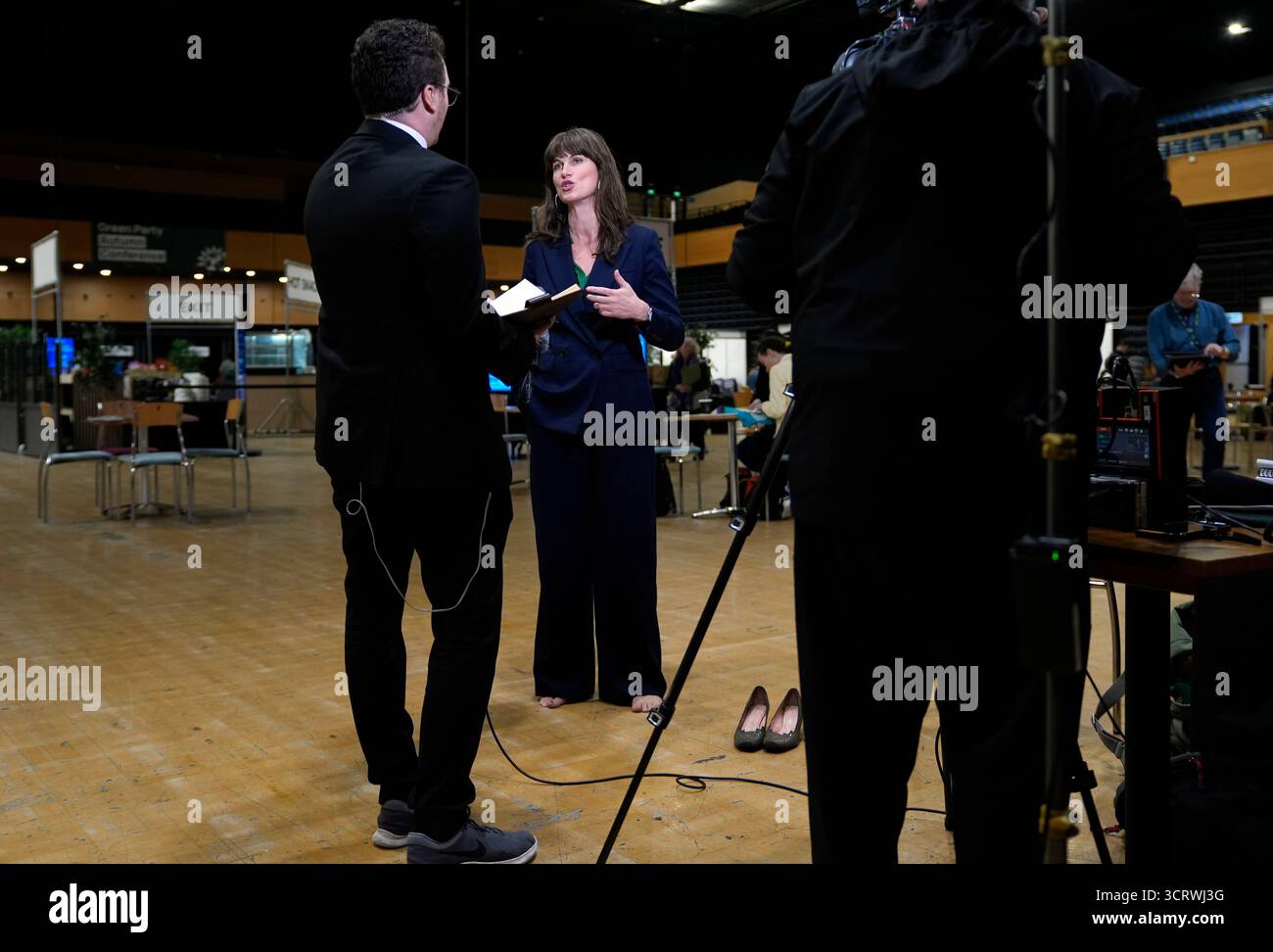 Green Party deputy leader Rachel Millward is interviewed by the media ...