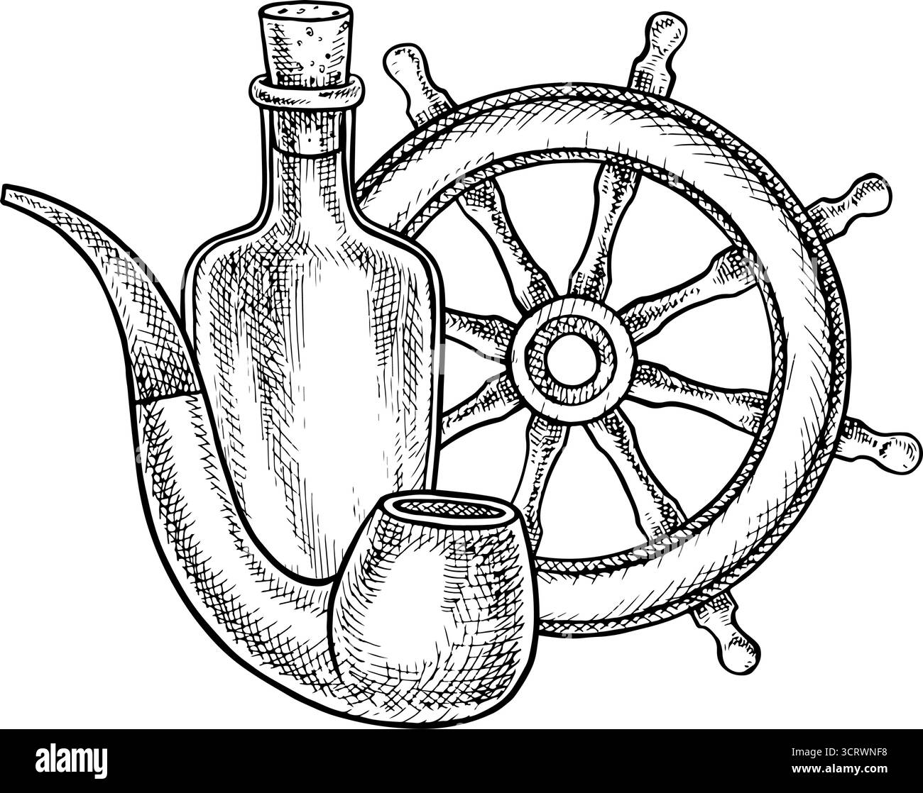 Pipe smoker sea captain Stock Vector Images - Alamy