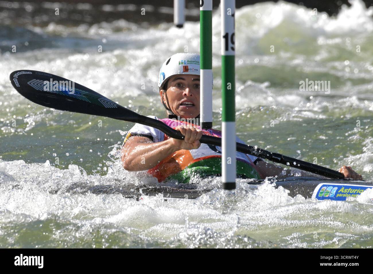 Maialen Chourraut of Spain compete in the Women's Kayak Final during ...