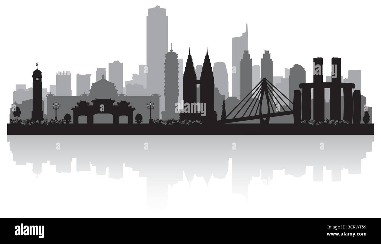 Chongqing China city skyline vector silhouette illustration Stock ...