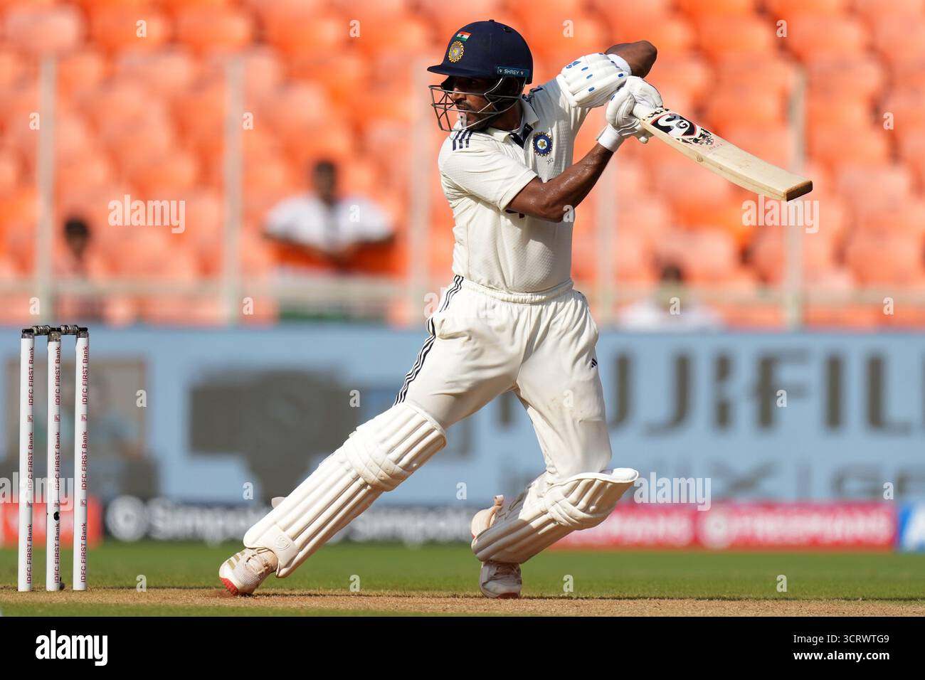India's Dhruv Jurel plays a shot on the second day of the first Test ...