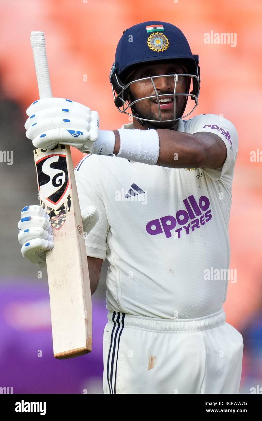 India's Dhruv Jurel celebrates after scoring a century on the second ...