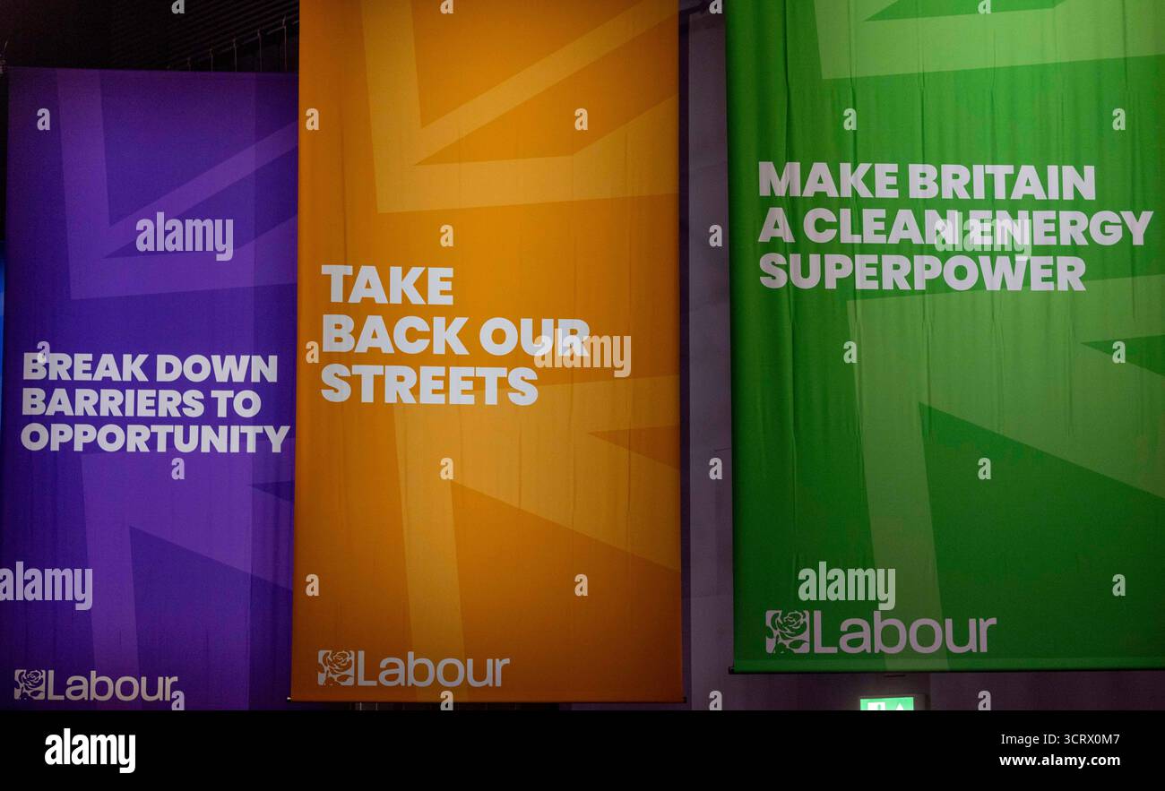 Break down barriers to opportunity labour slogan hi-res stock ...