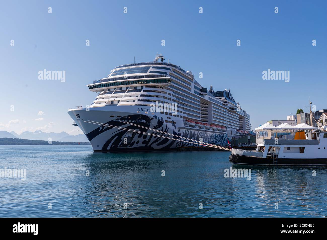 MSC Euribia cruise ship docked in the Norwegian city of Molde. The ship ...