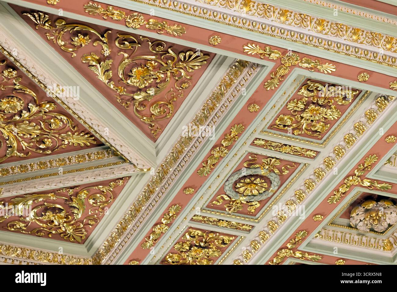 Luxurious, intricately gilded ceiling panels featuring gold leaf ...