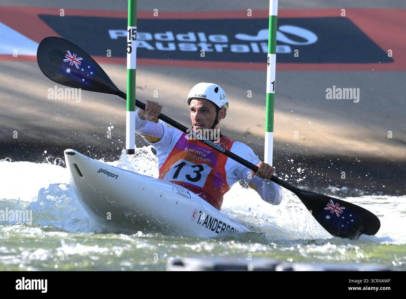Timothy Anderson of Australia compete in the Men's Kayak Final during ...