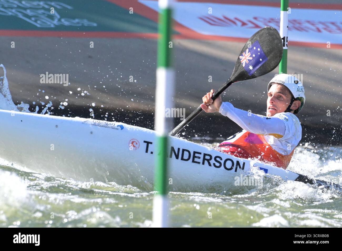 Timothy Anderson of Australia compete in the Men's Kayak Final during ...