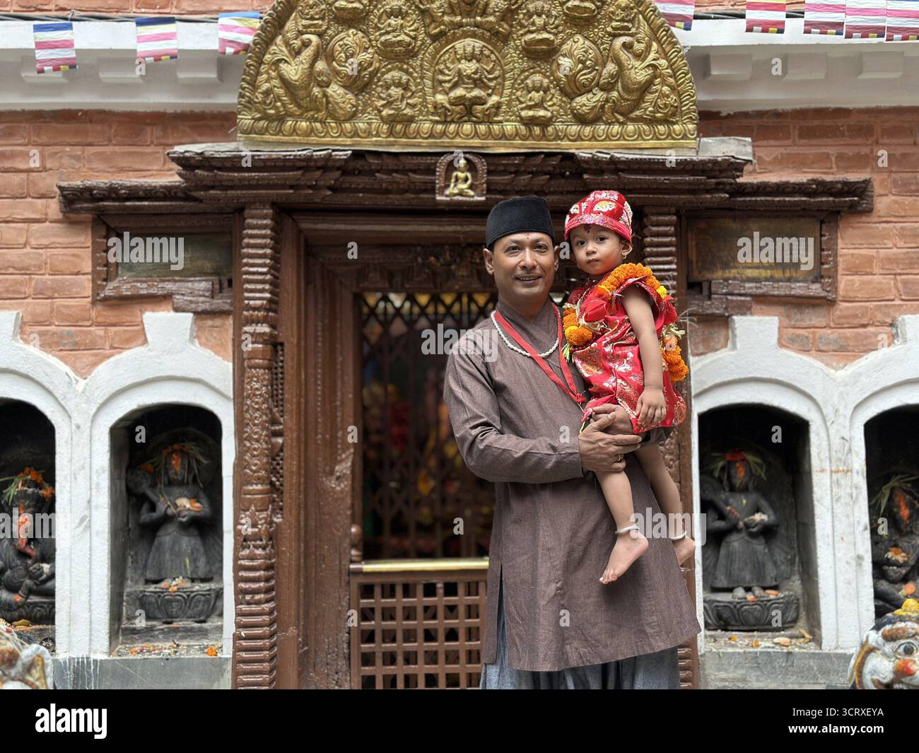 Kathmandu, Nepal. 3rd Oct, 2025. A small kid, leader of the Khadga ...