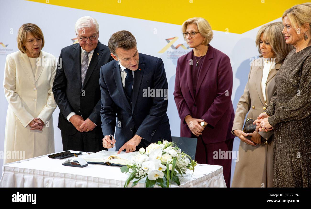 03 October 2025, Saarland, Saarbrücken: French President Emmanuel ...