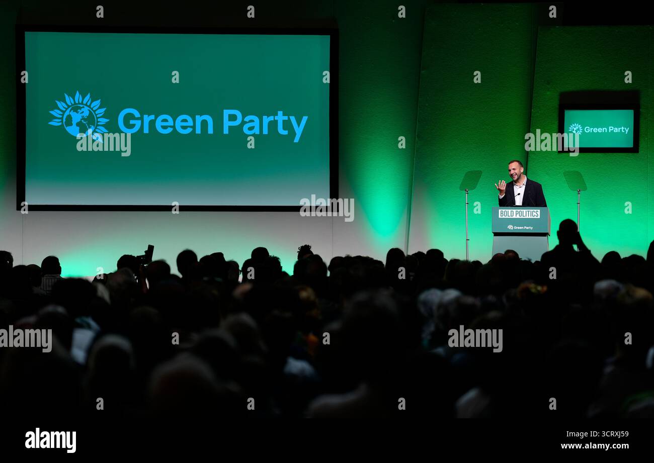 Green Party leader Zack Polanski speaking during the Green Party ...
