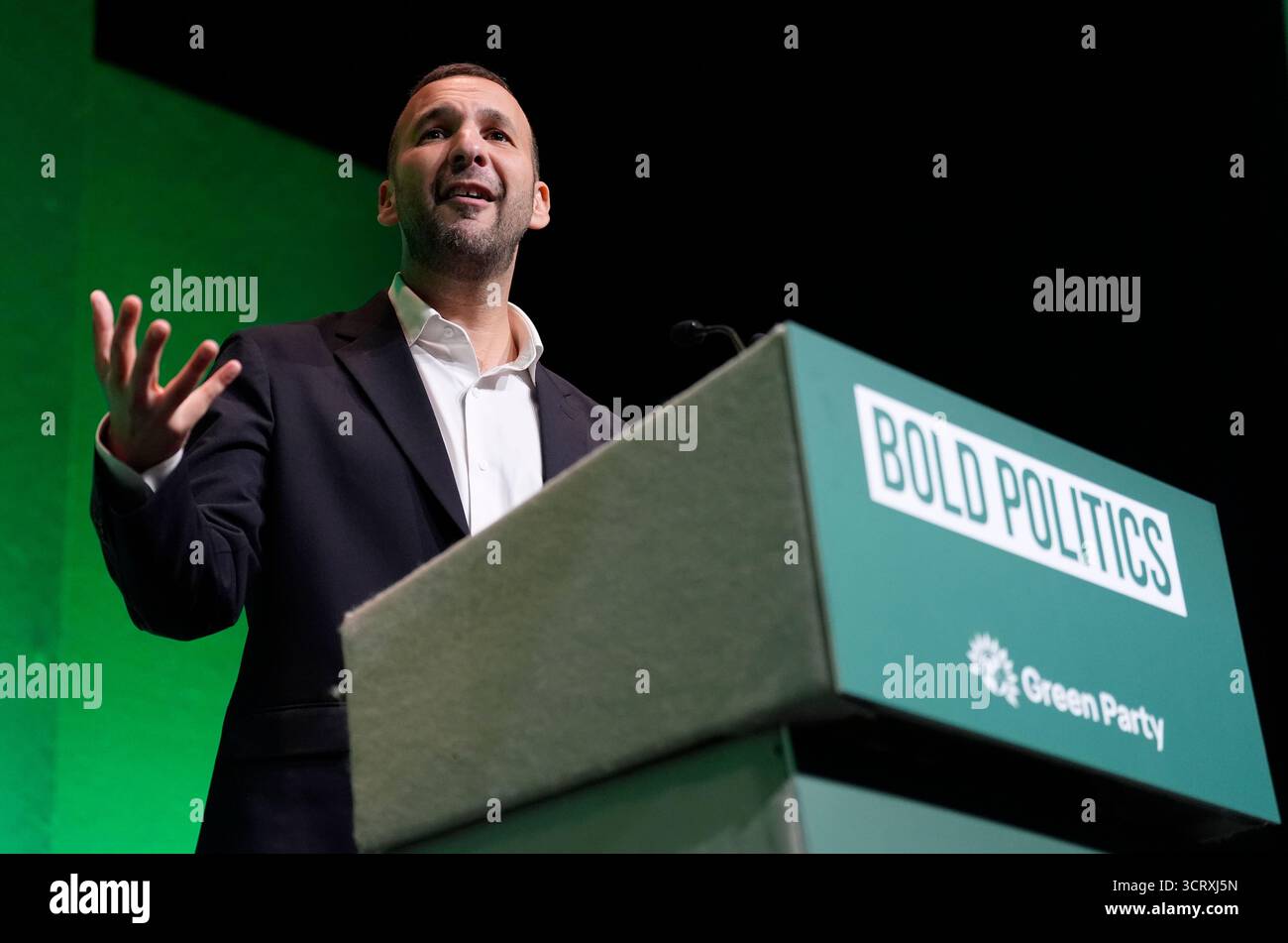 Green Party leader Zack Polanski speaking during the Green Party ...