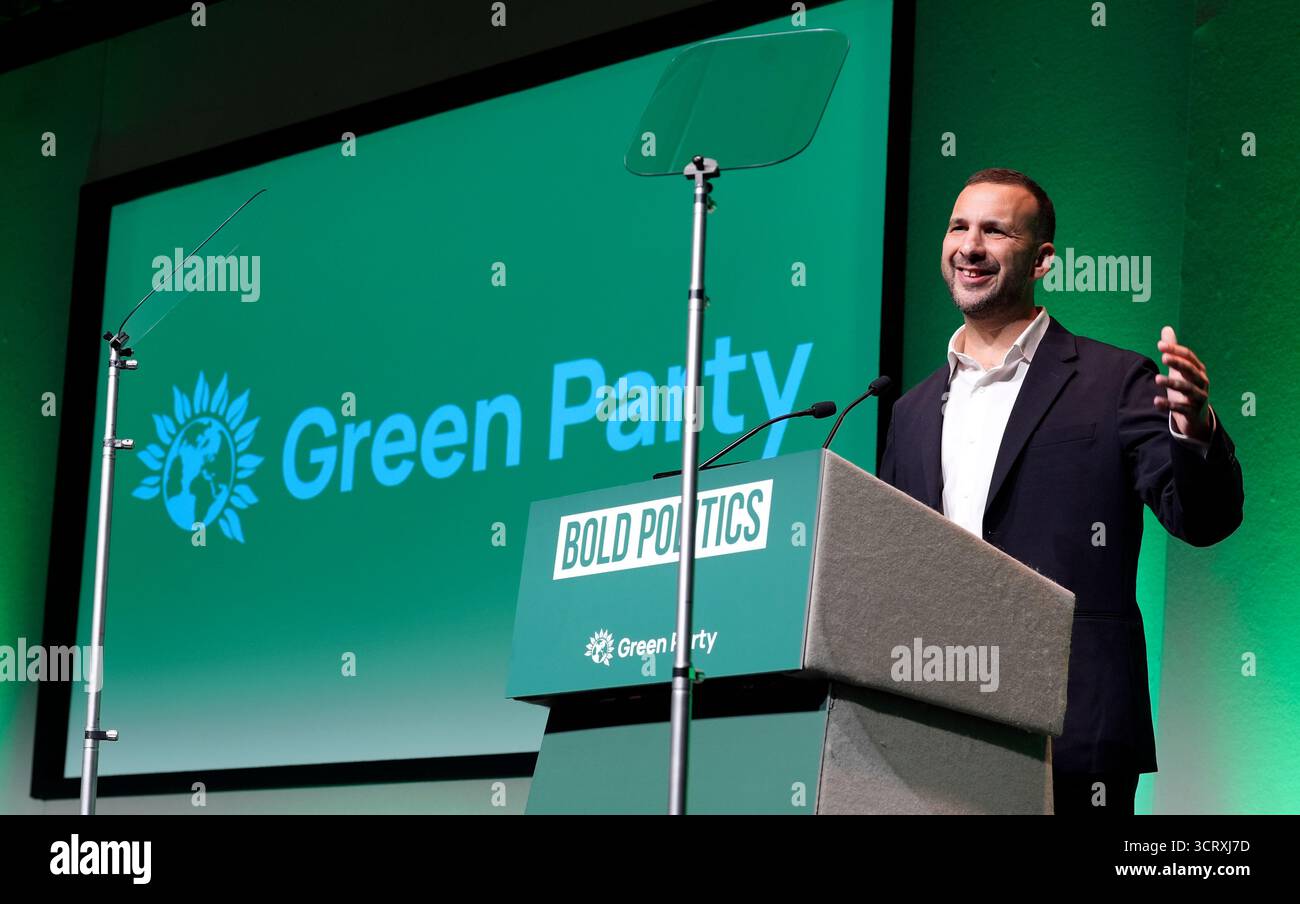 Green Party leader Zack Polanski speaking during the Green Party ...