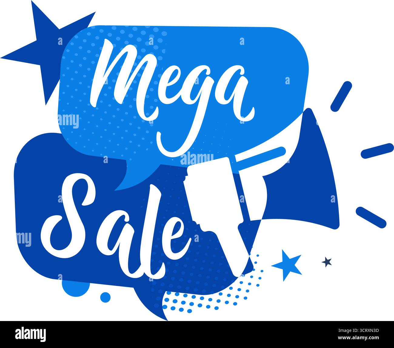 Mega sale speech bubbles sticker with megaphone Stock Vector Image ...