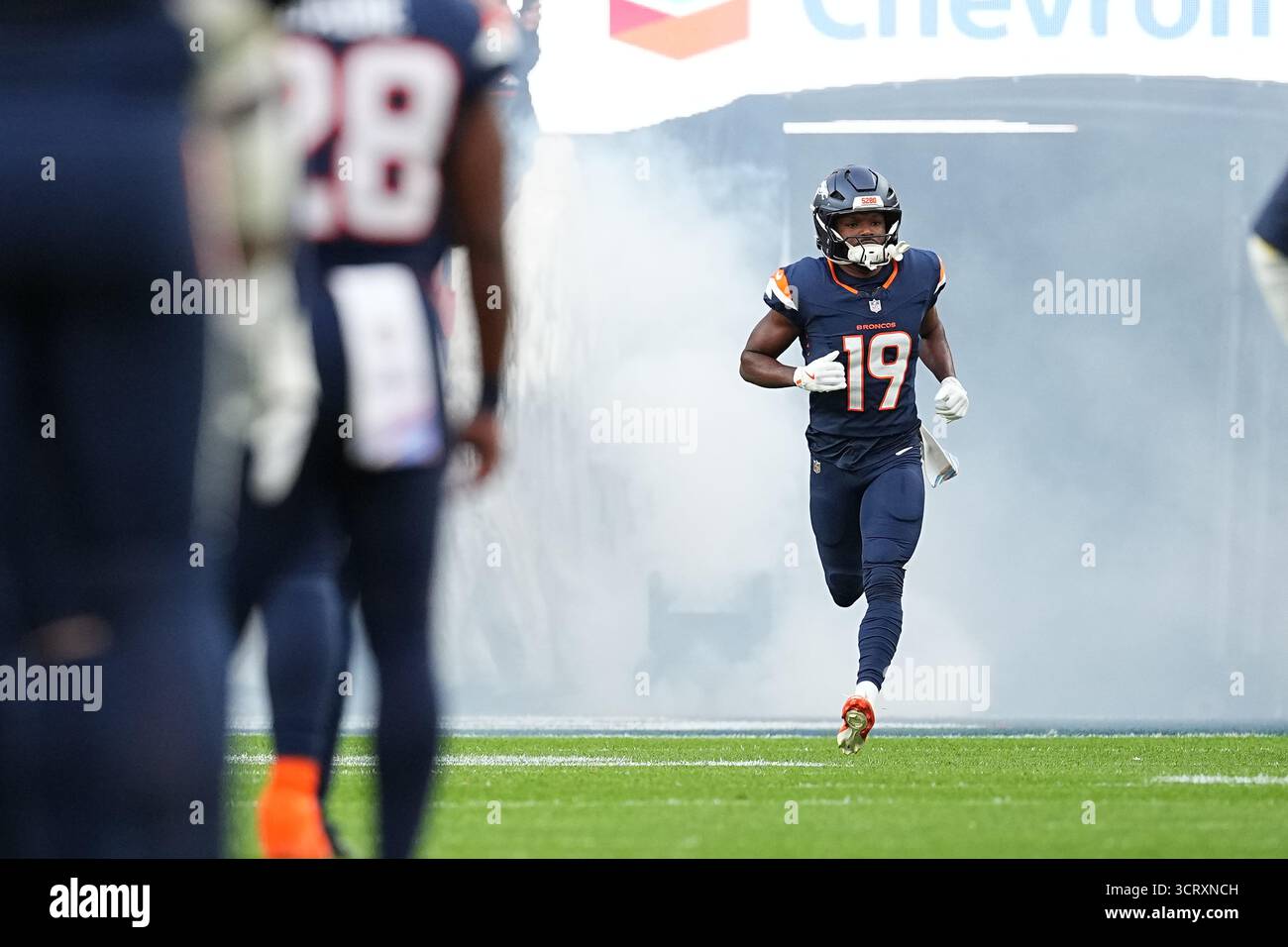 Denver Broncos wide receiver Marvin Mims Jr. (19) prior to the game ...