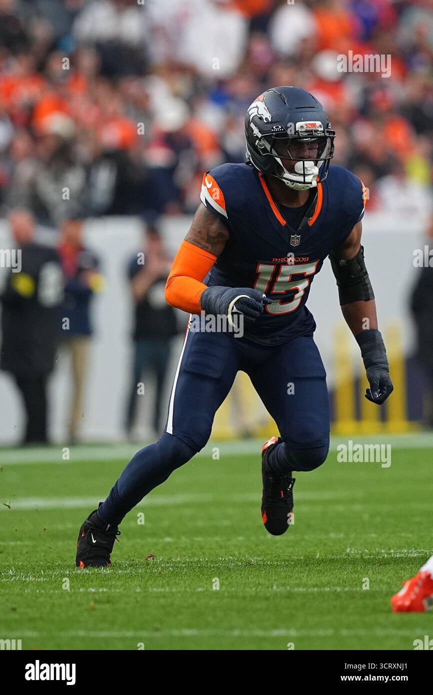 Denver Broncos linebacker Nik Bonitto (15) runs a play against the ...