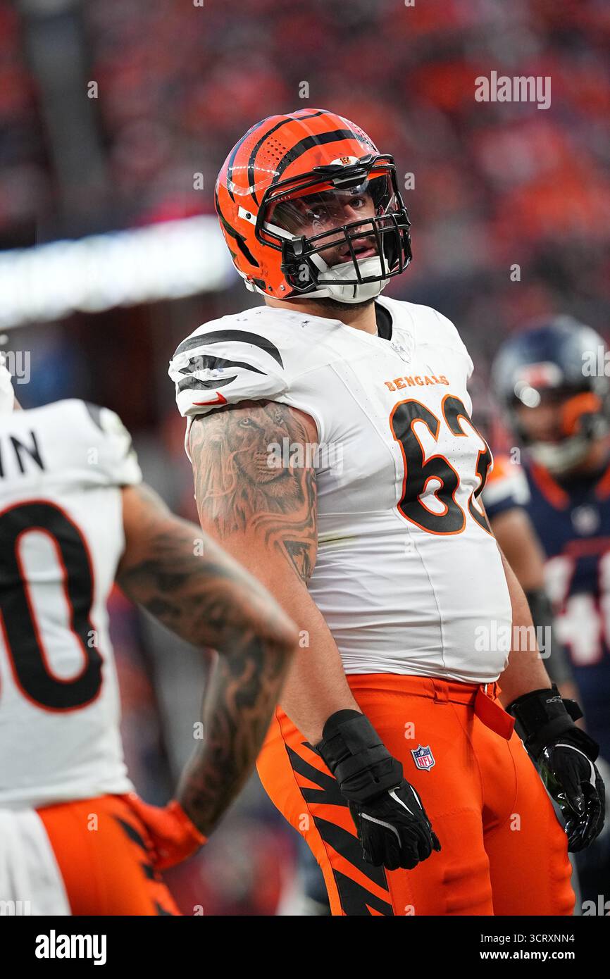 Cincinnati Bengals guard Dylan Fairchild (63) during a timeout against ...