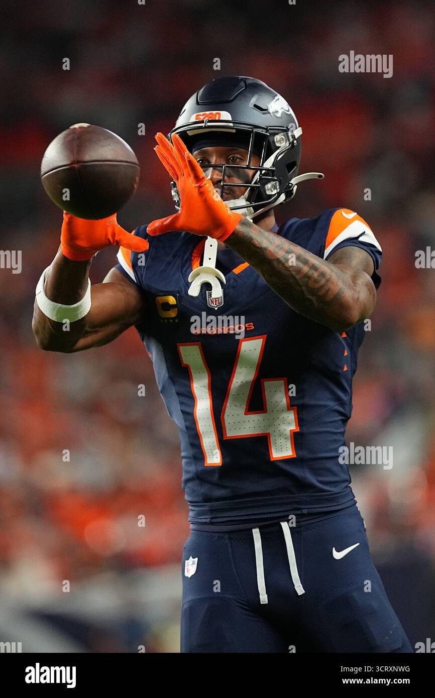 Denver Broncos wide receiver Courtland Sutton (14) catches the ball ...